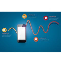 Paper mobile phone with abstract infographic chart