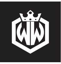 Ww logo monogram circle with piece ribbon style Vector Image