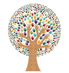 Colorful human hands solidarity tree Royalty Free Vector