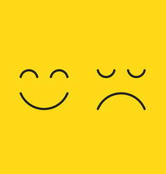 Faces with happy smile and sad unhappy smiley on Vector Image