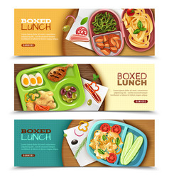 Boxed lunches set Royalty Free Vector Image - VectorStock