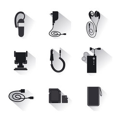 Mobile phone accessories icons Royalty Free Vector Image