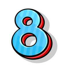 Eight blue glossy bright number kids font Vector Image