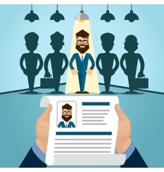 Job competition candidates hold cv resume online Vector Image