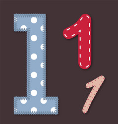 Number one 1 made from red hearts love alphabet Vector Image