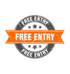 Free entry round isolated gold badge Royalty Free Vector