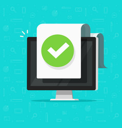 Computer with checkmark or tick notification on Vector Image