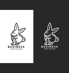 Rabbit one line art logo design minimal line art Vector Image