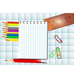 Notepad with school supplies Royalty Free Vector Image