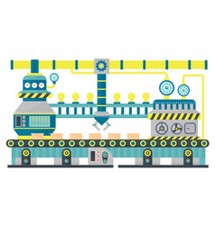 Factory automated production line flat Royalty Free Vector