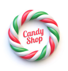 Pink and white marshmallow candy circle frame Vector Image