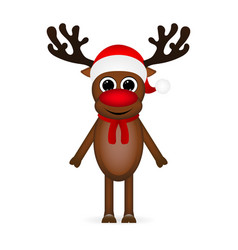 Cheerful cartoon reindeer on a blue background Vector Image