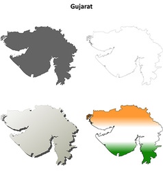 Gujarat blank detailed outline map set Royalty Free Vector