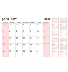 Calendar 2019 red set week starts on sunday basic Vector Image