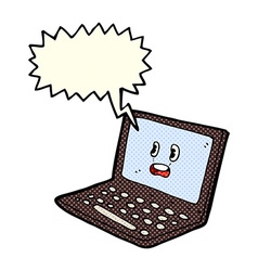 Cartoon laptop computer with speech bubble Vector Image