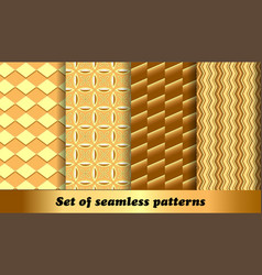 Set golden geometric seamless patterns Royalty Free Vector