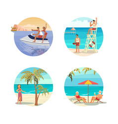 Dream scene with beautiful beach in round design Vector Image