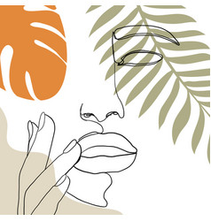 Continuous line drawing woman face fashion Vector Image