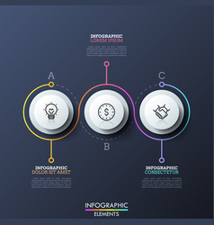 Diagram with 3 round elements thin line Royalty Free Vector