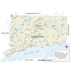 Road map us american state connecticut Royalty Free Vector