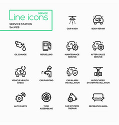 Car parts line icons set Royalty Free Vector Image