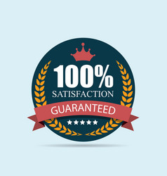 100 satisfaction guaranteed golden medal label Vector Image