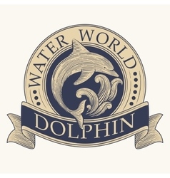 Logo template with dolphin Royalty Free Vector Image