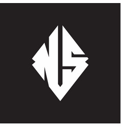 Ns logo monogram rounded hexagon shape Royalty Free Vector