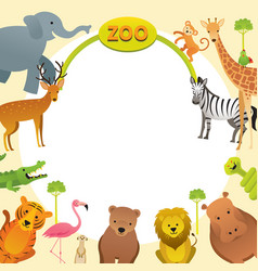 Group of wild animals zoo frame Royalty Free Vector Image