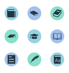 Bookstore subjects flat icons and characters Vector Image