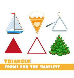 Triangle shaped objects educational task Vector Image