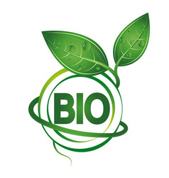 Bio product design logo with leaf on white Vector Image
