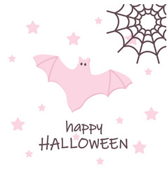 Cute happy halloween holiday poster with pink Vector Image