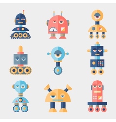 Set of robots in flat style Royalty Free Vector Image