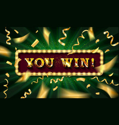 Inscription champion in a glowing retro frame Vector Image