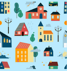 Patten with small tiny houses trees clouds Vector Image