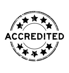 Grunge red accredited word round rubber seal Vector Image