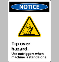 Warning tip over hazard use outriggers label Vector Image