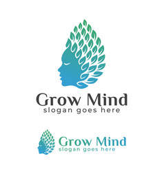 Creative logo design of people growing brain Vector Image