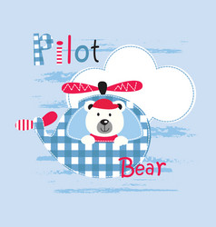 Cute with pilot bear Royalty Free Vector Image
