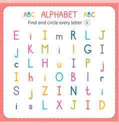 Find and circle every letter t worksheet Vector Image