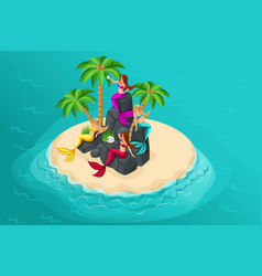 Isometric cartoon island fairy-tale characters Vector Image