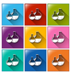 Science and technology symbols on round icons Vector Image