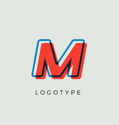 Mechanical letter m engraving Royalty Free Vector Image