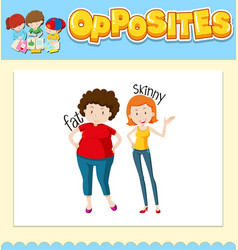 Opposite adjectives with fat and skinny Royalty Free Vector