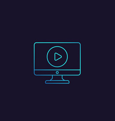 Play video player on laptop screen icon Royalty Free Vector