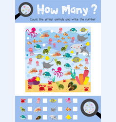 Word search puzzle ocean animals Royalty Free Vector Image