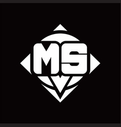 Ms logo with circle rounded negative space design Vector Image