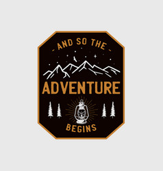 Happy camper logo design print camping lantern Vector Image