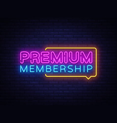 Premium membership neon sign exclusive Royalty Free Vector